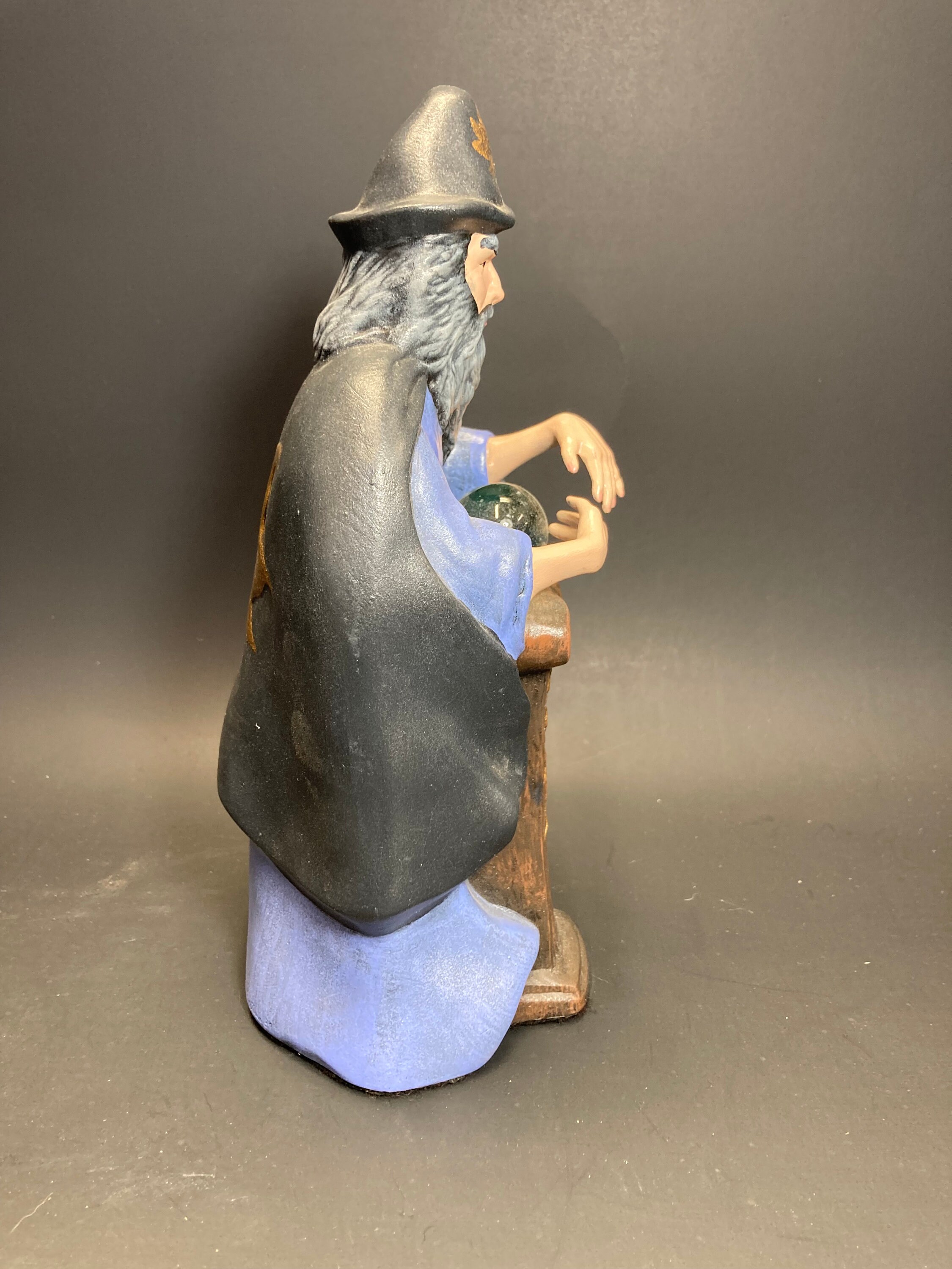 Wizard Standing With Crystal Ball Hand Painted Ceramic Figurine Statue ...