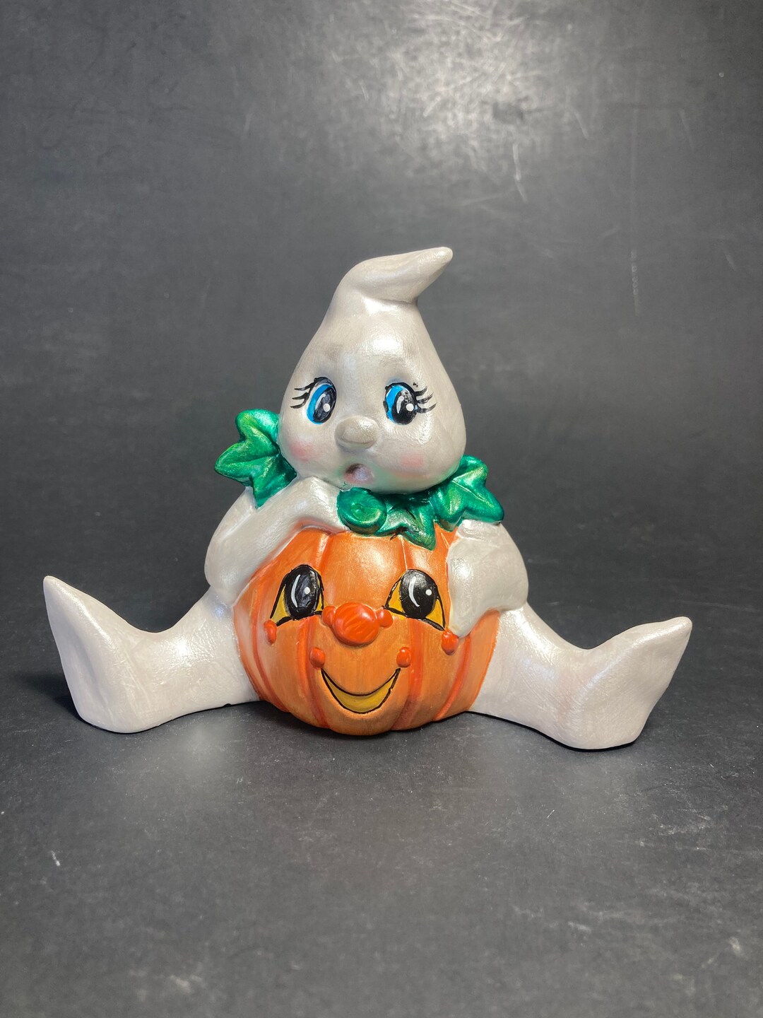 Cute and Unique Pumpkin Bellied Ghost Hand Made and Painted Ceramic ...