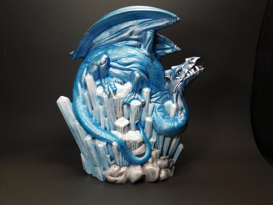 Blue Winter Dragon Sitting on Ice Hand Made and Painted Ceramic Piece ...