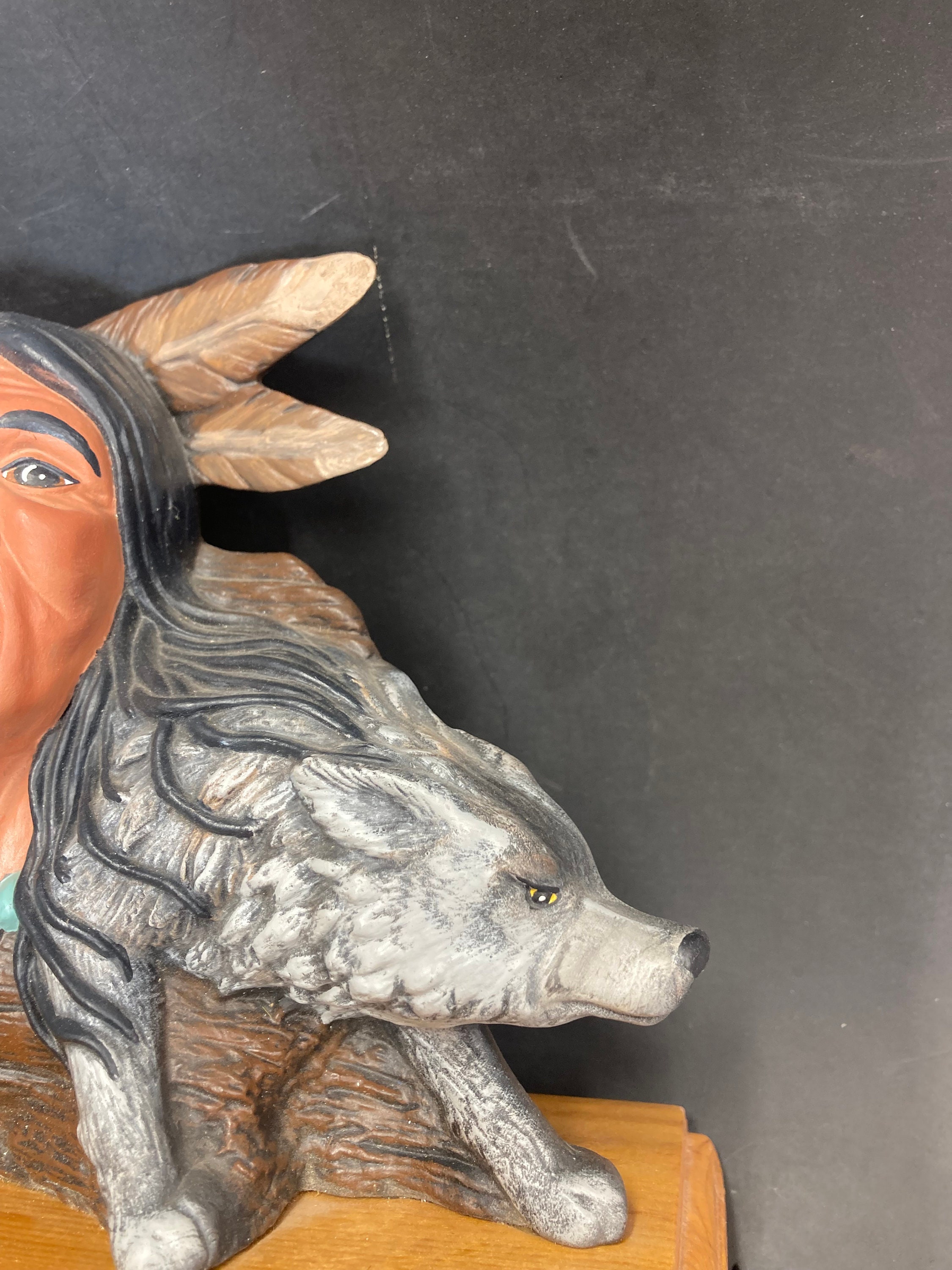 Native American Wolf Pack on Wooden Base With Brass Plaque Hand Made ...