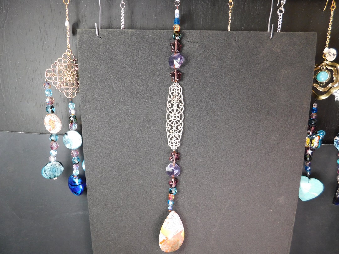 Fancy Filigree Lattice With Lavender Octagons, Glass Beads, Amethyst ...