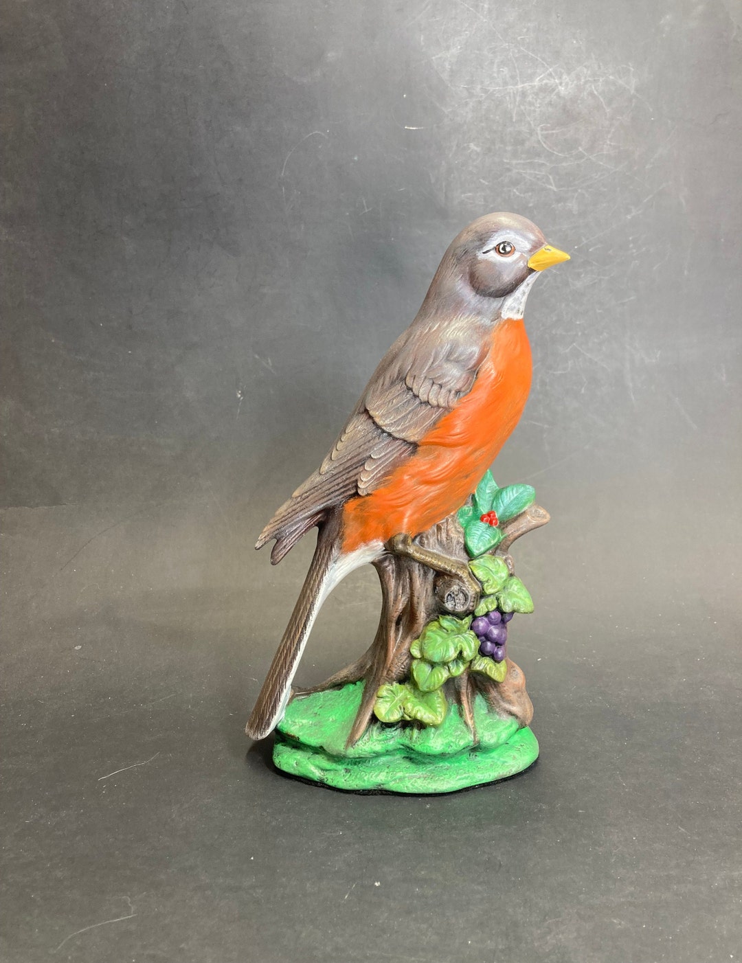 Large Robin Sitting on Branch Hand Painted Ceramic Piece - Etsy