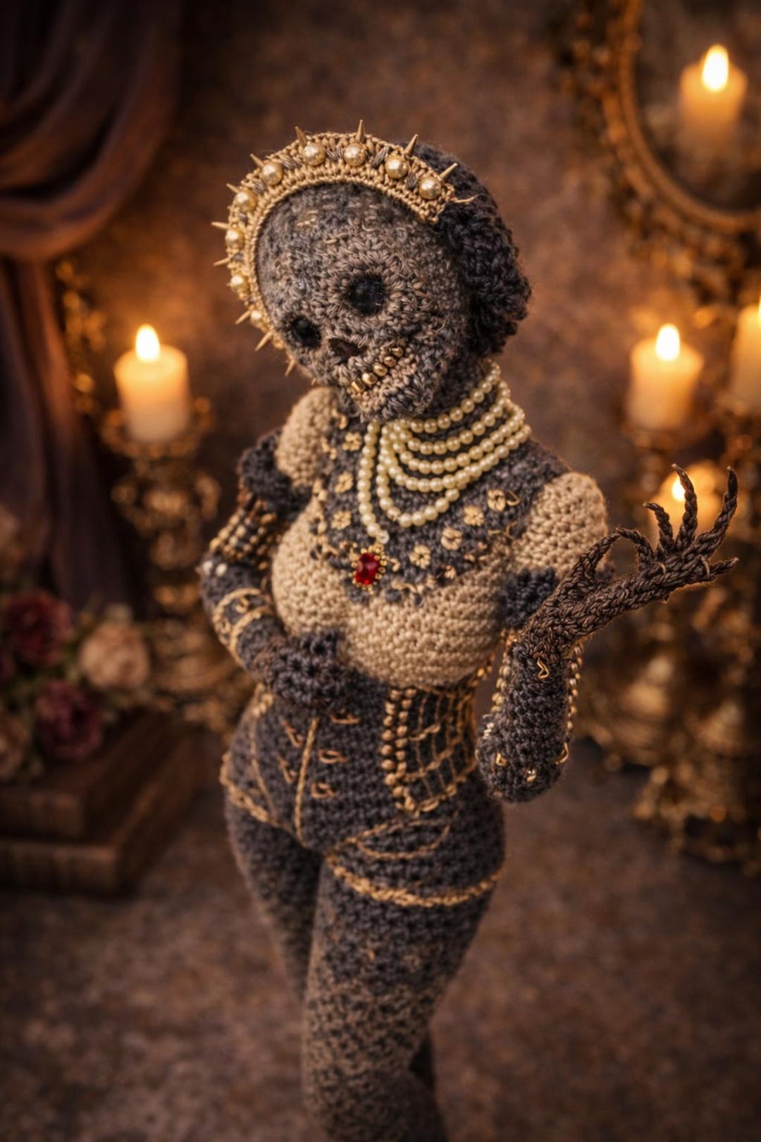Voodoo Doll Amigurumi, Handmade Crochet Gothic Doll, Dark Fantasy ...