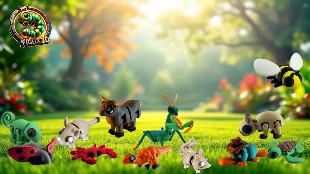 Articulated Animal Desk Buddies – 3D Printed Flexi Toys – Surprise Pack ...