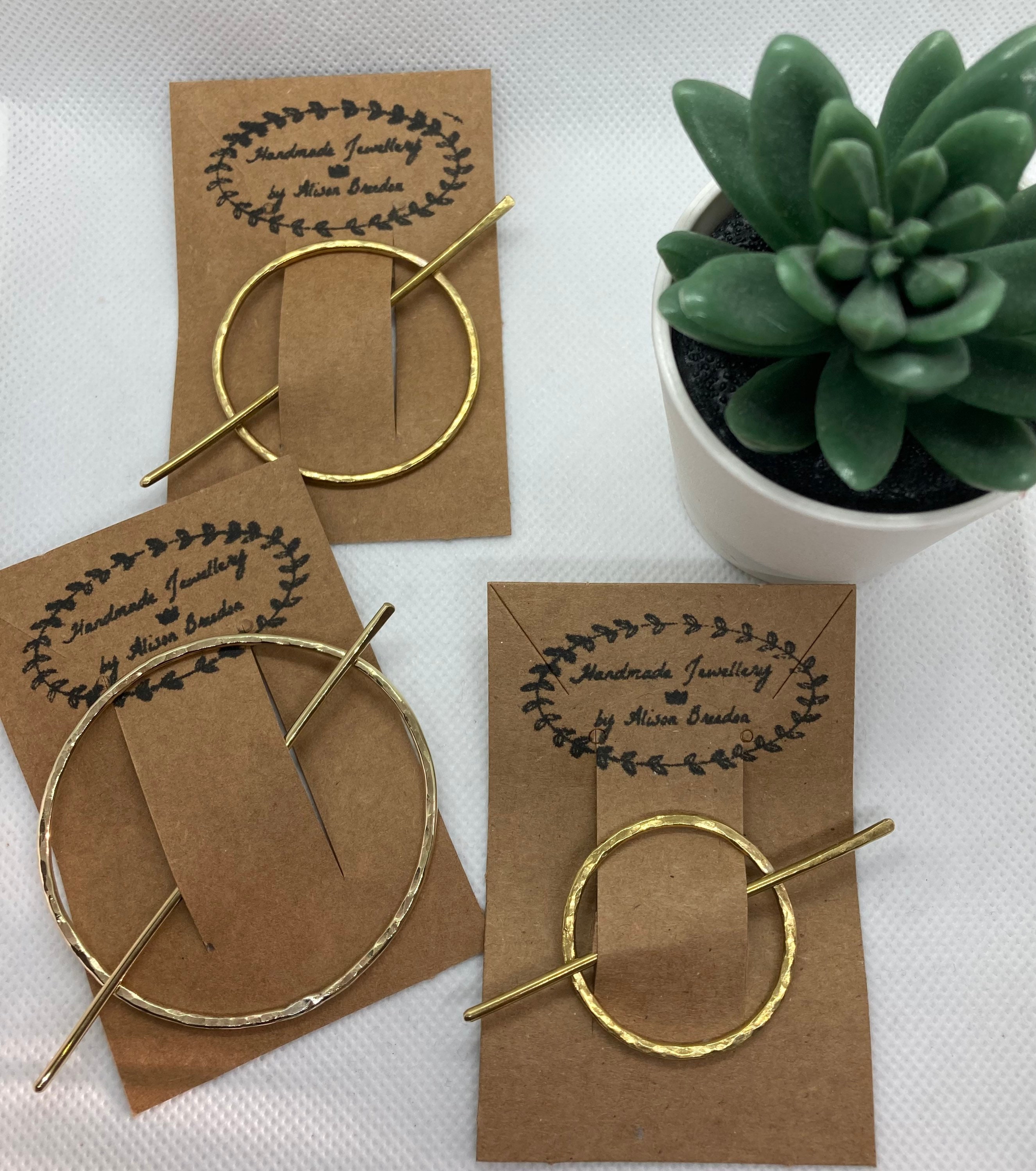 Handmade Brass Textured Round Hair Pin - Etsy UK