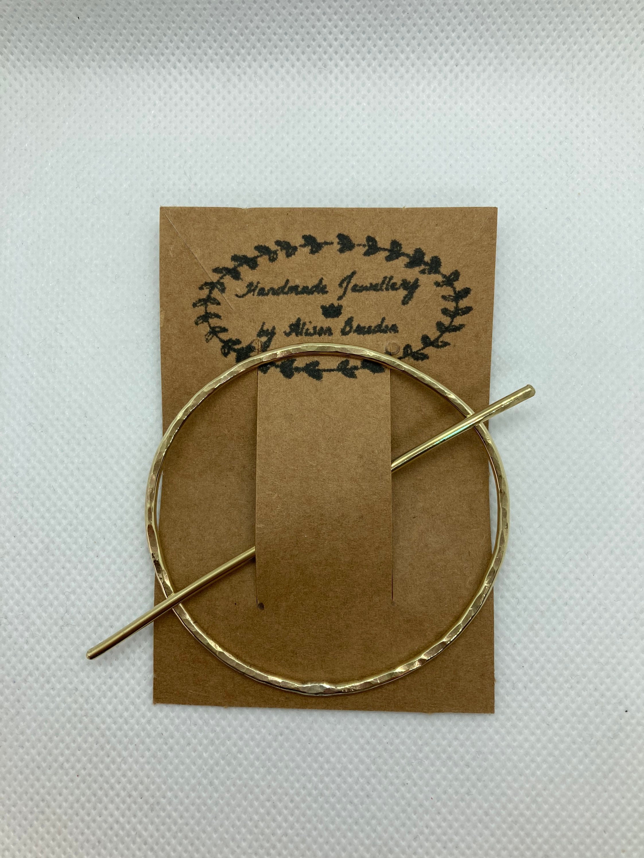 Handmade Brass Textured Round Hair Pin - Etsy UK