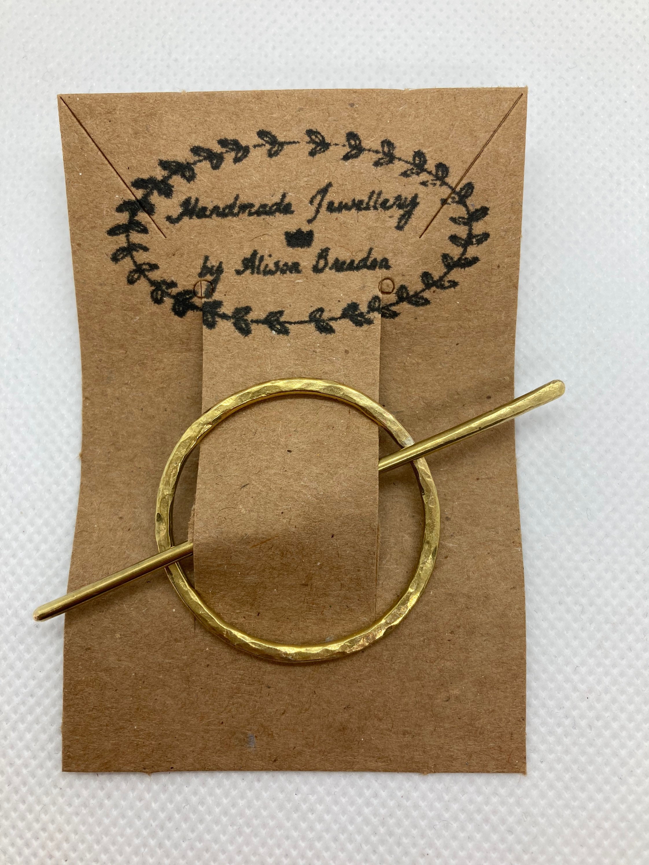 Handmade Brass Textured Round Hair Pin - Etsy UK