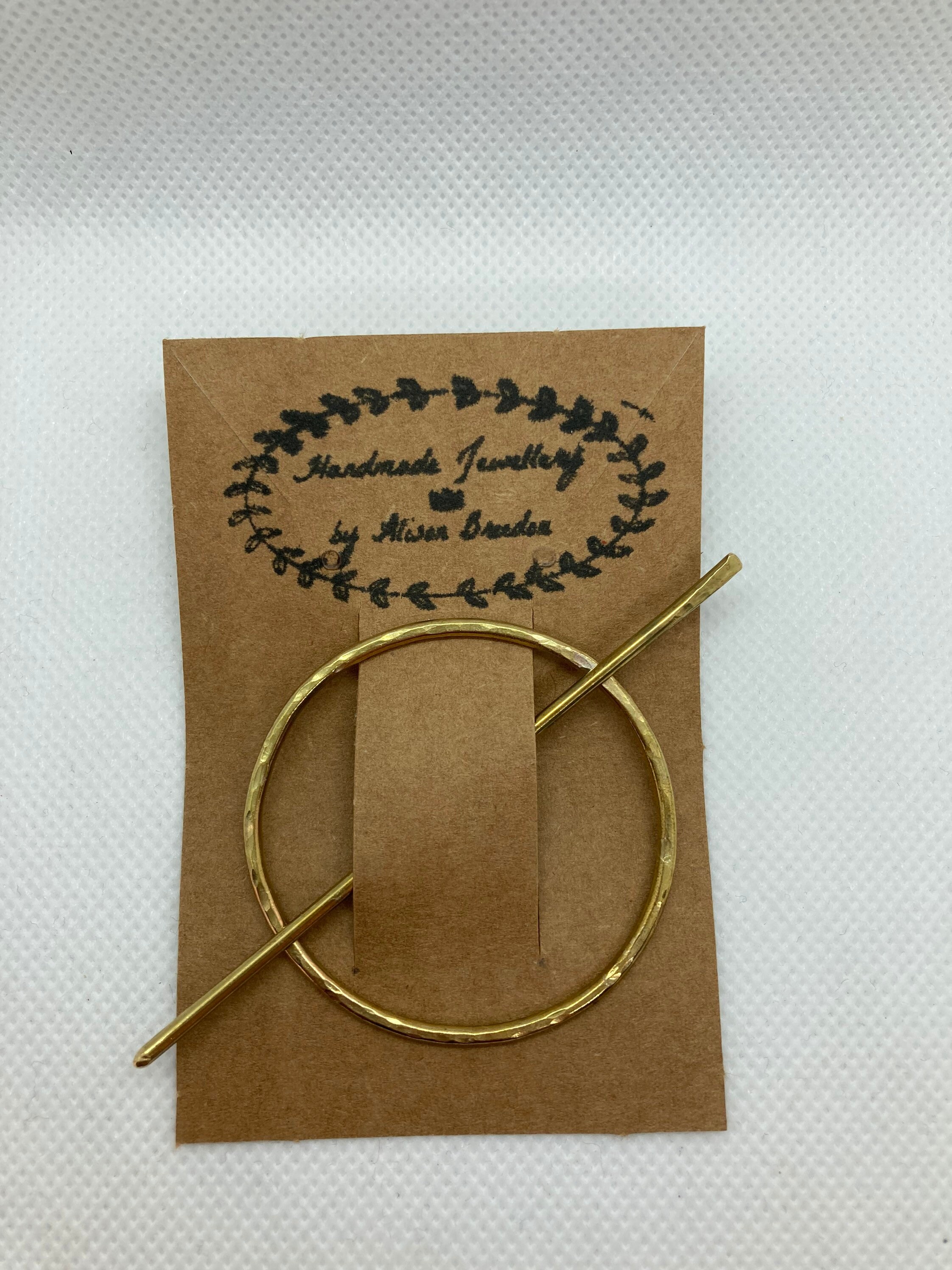 Handmade Brass Textured Round Hair Pin - Etsy UK