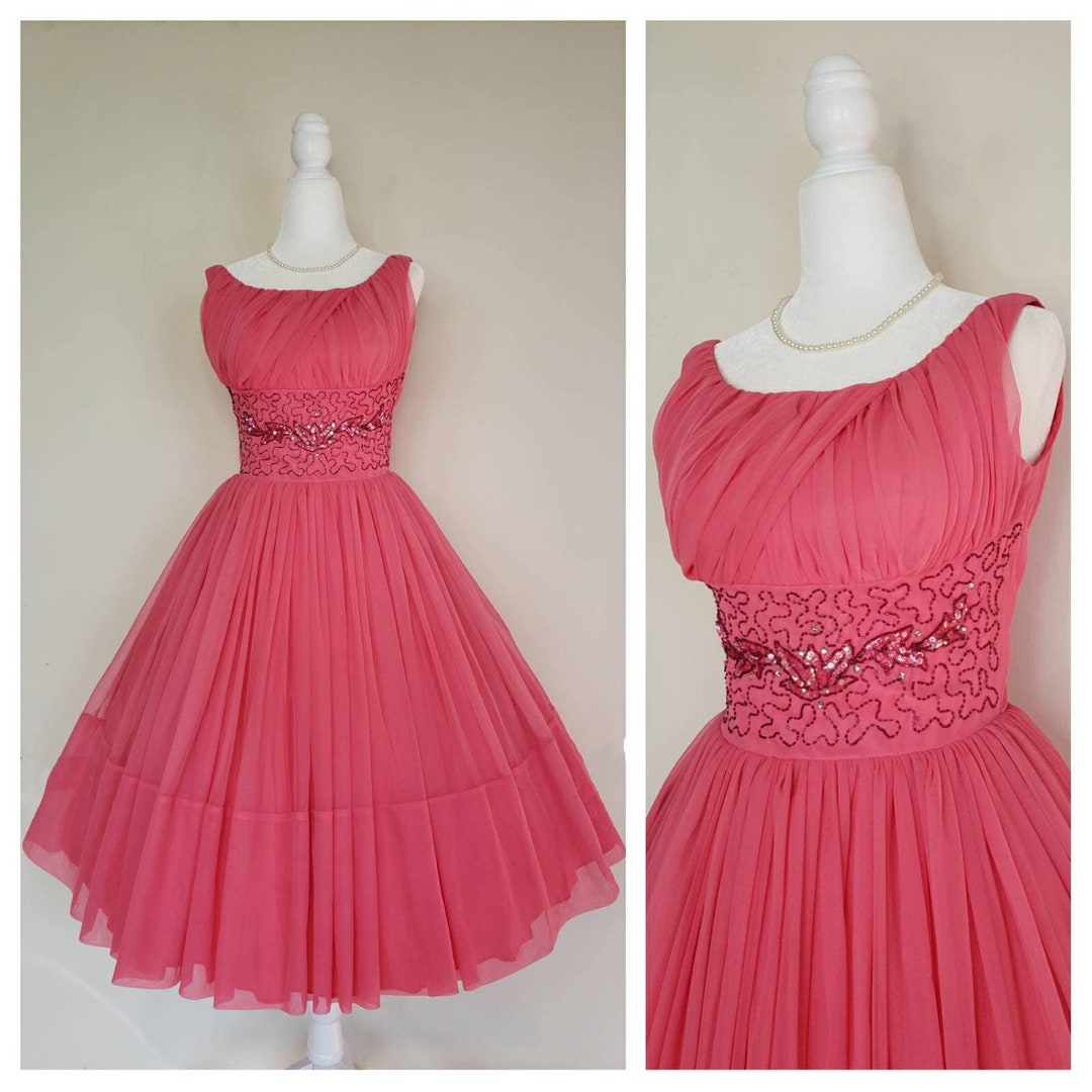 Vintage 1960s Prom Dress 60s Organza, Beaded Rhinestones Prom Dress ...