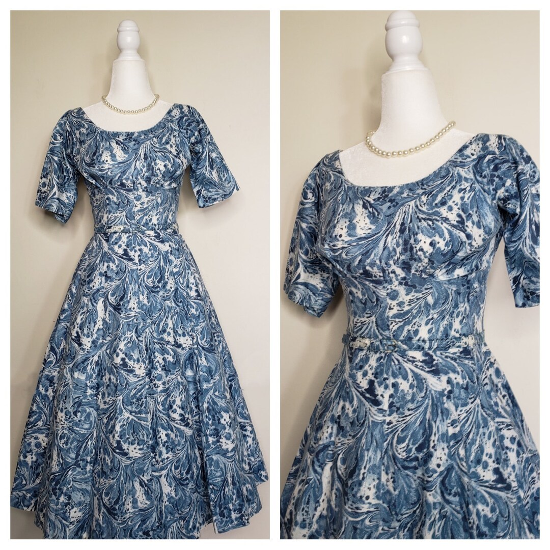 Vintage 1950s Dress, Vintage 50s Sundress, Unique Paint Swirls Pattern ...