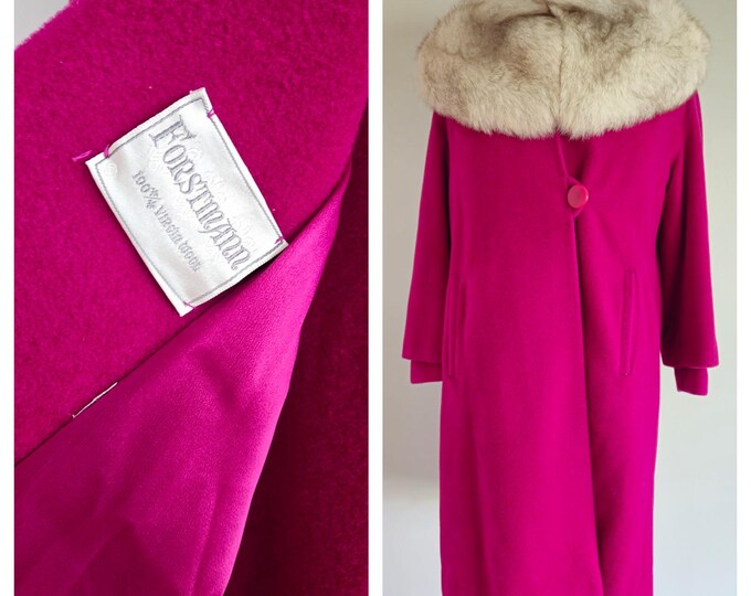 Vintage 1950s 1960s Swing Coat, 50s 60s Fox Fur Collar Coat , 1950s ...