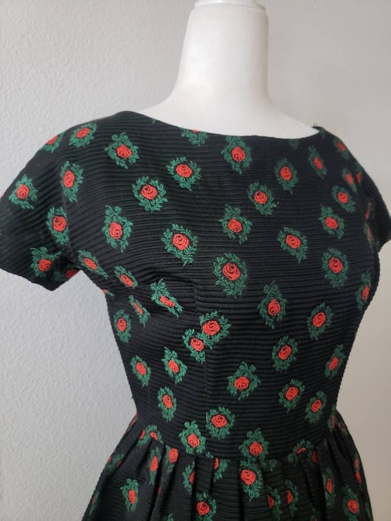 Vintage 1950s floral Dress, 1950s Rose pattern Dress… - Gem