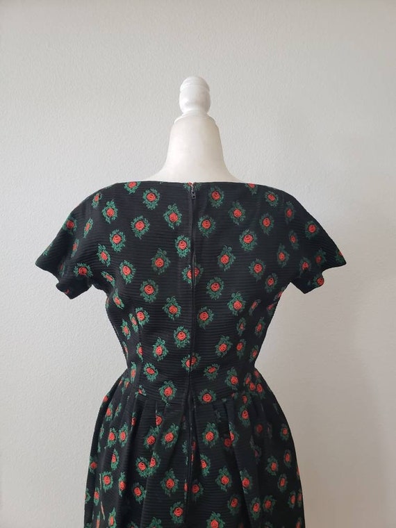 Vintage 1950s floral Dress, 1950s Rose pattern Dress… - Gem