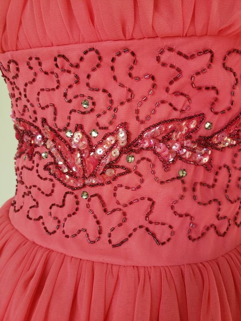 Vintage 1960s Prom Dress 60s Organza, Beaded Rhinestones Prom Dress ...