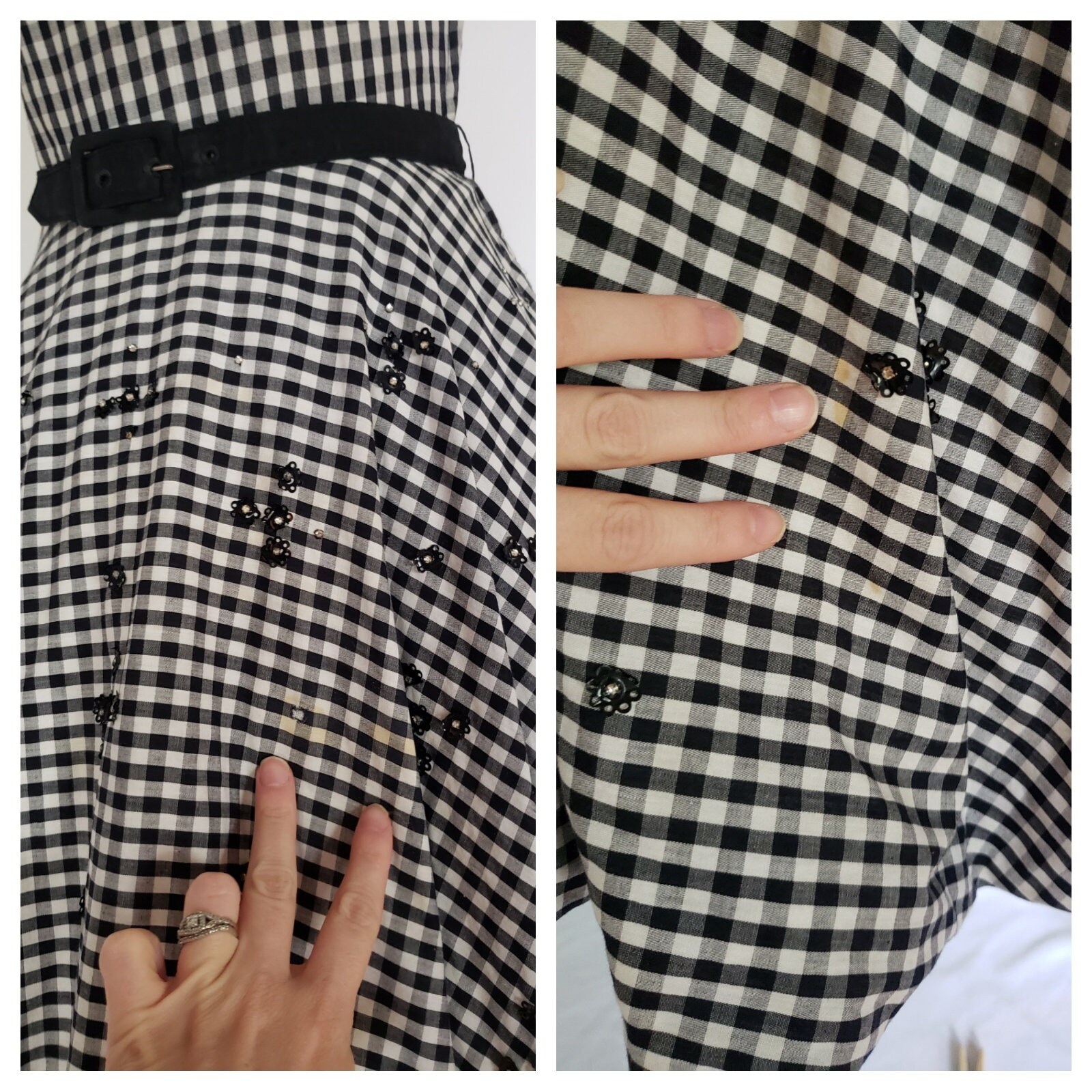 Vintage 1950s Dress, 50s Halter Black and White Gingham Print Sundress ...