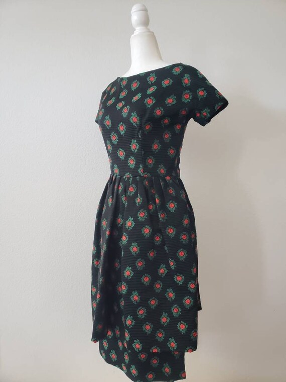 Vintage 1950s floral Dress, 1950s Rose pattern Dress… - Gem