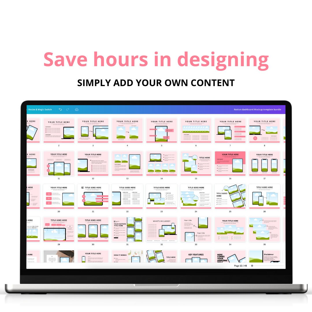 45 Notion Dashboard Mockup Templates Bundle | Editable Canva Templates ...