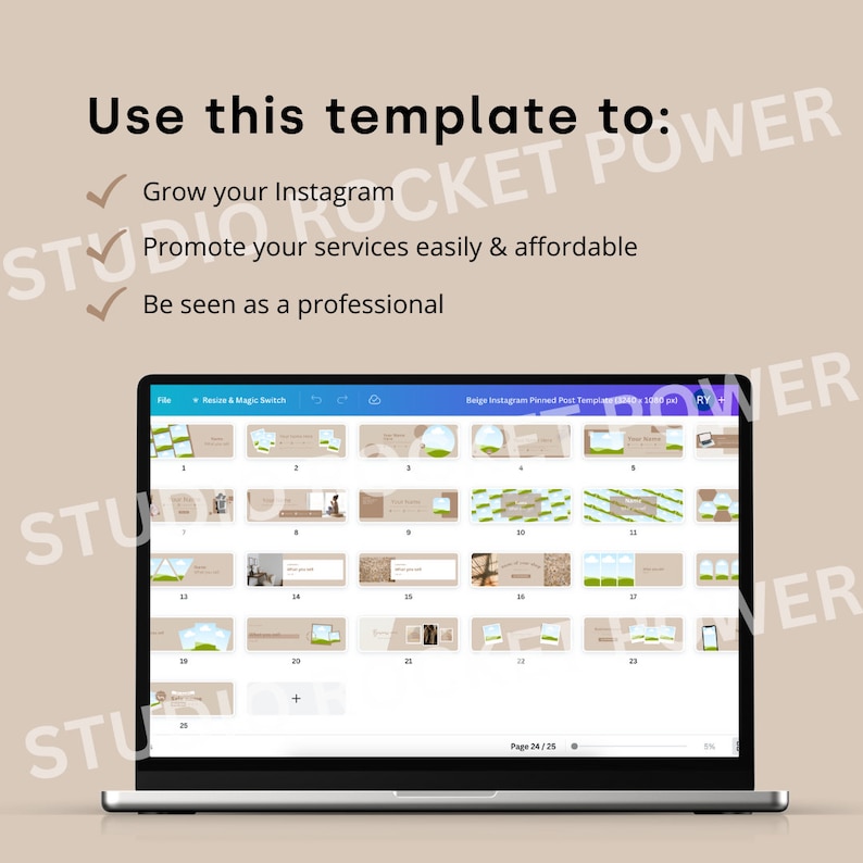 25 Beige Instagram Pinned Posts Banner Template | Instagram Puzzle ...