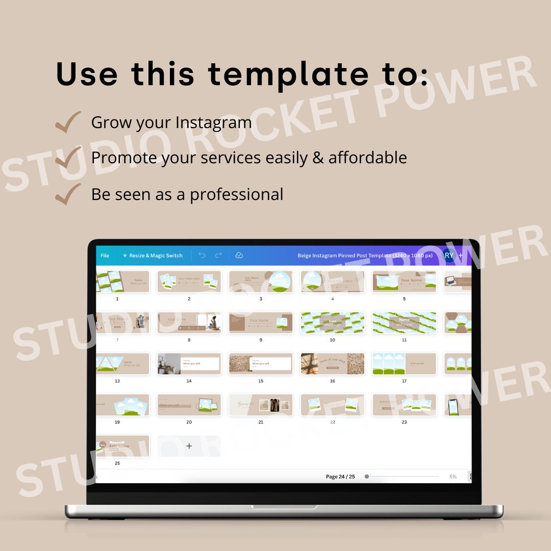 25 Beige Instagram Pinned Posts Banner Template | Instagram Puzzle ...