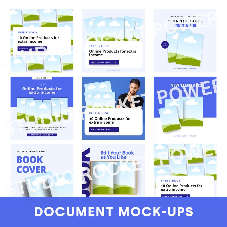 40 Blue Mockup Templates | Editable Canva Templates | Etsy Listing ...