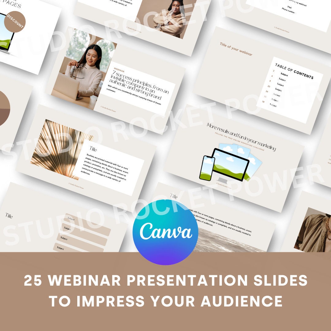 25 Beige Canva Webinar Template / Presentation Template / Slide Deck ...