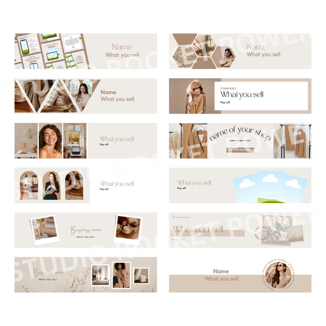 30 Neutral Etsy Shop Banner Templates | Beige Editable Canva Banner ...