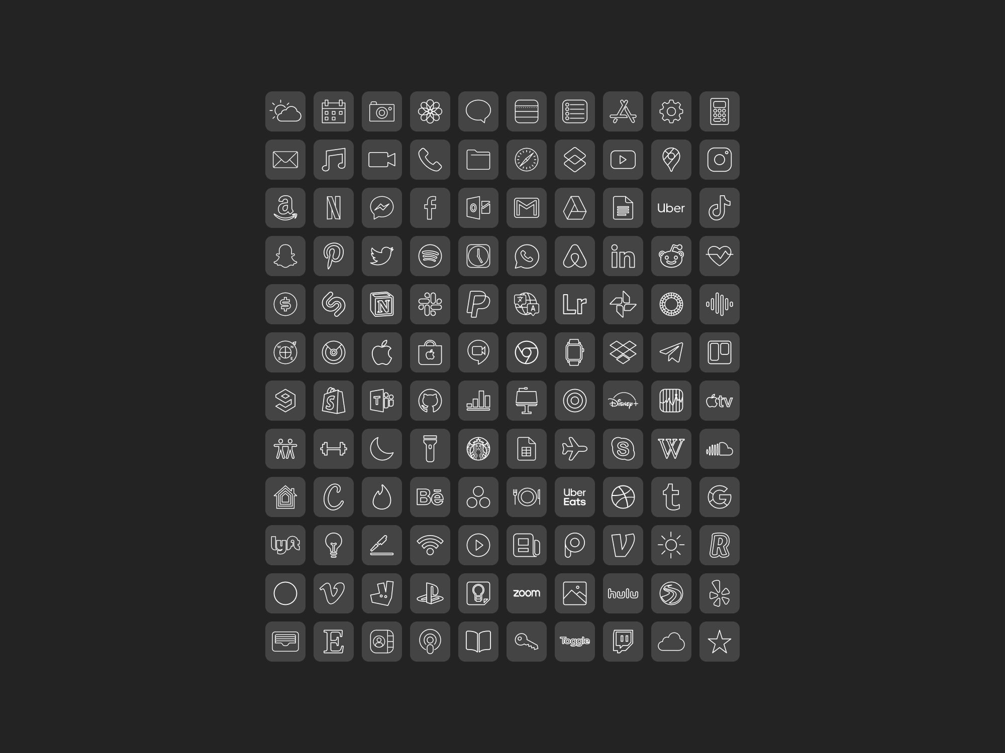 Ios 16 App Icons Pack Black White Theme | 120 White, Gray and Black ...