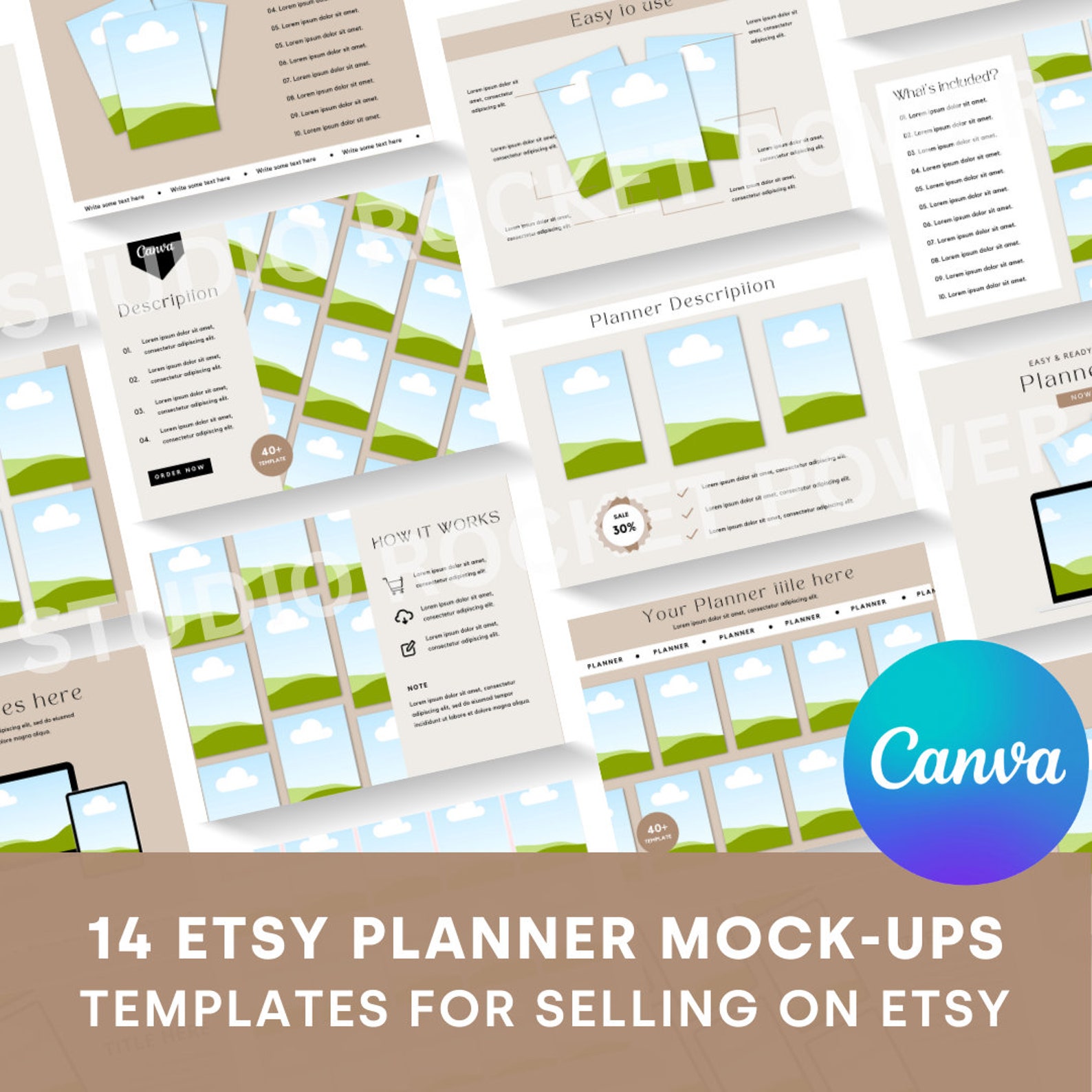 14 Neutral Planner Mock-up Templates | Editable Canva Templates | Etsy ...