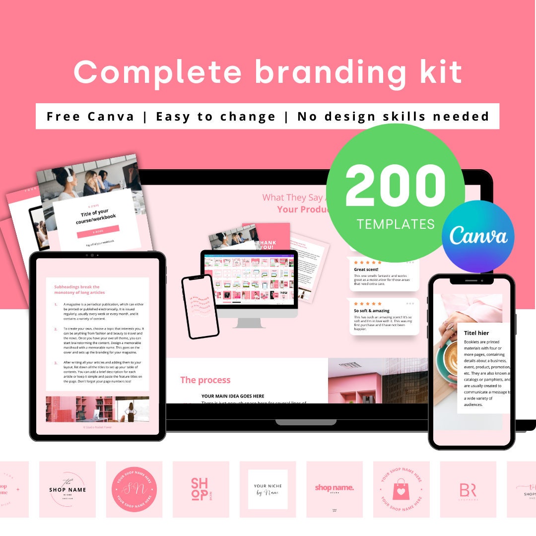 Pink Branding Kit | Business Logo, Website Template, Social Media ...