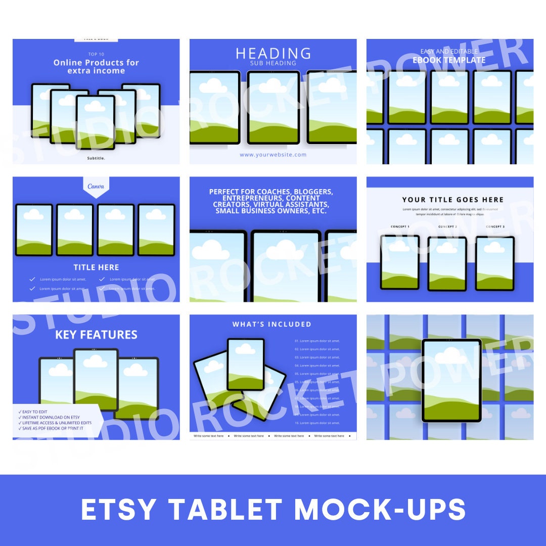 40 Blue Tablet Mock-up Templates to Sell on Etsy | Canva Templates ...