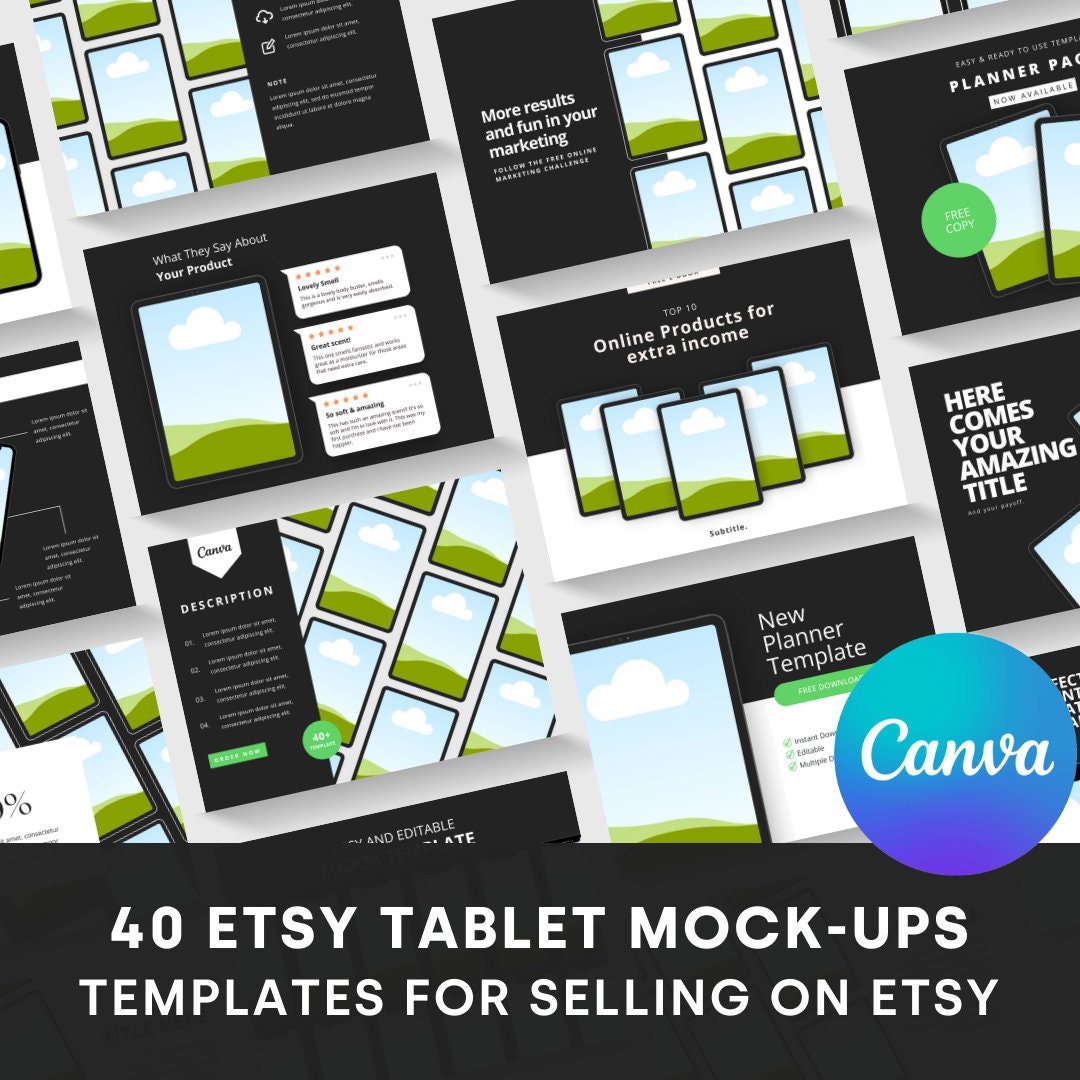 40 Tablet Mockup Templates | Editable Canva Templates | Etsy Listing ...
