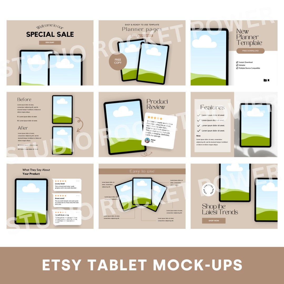 40 Beige Tablet Mock-up Templates | Editable Canva Templates | Etsy ...
