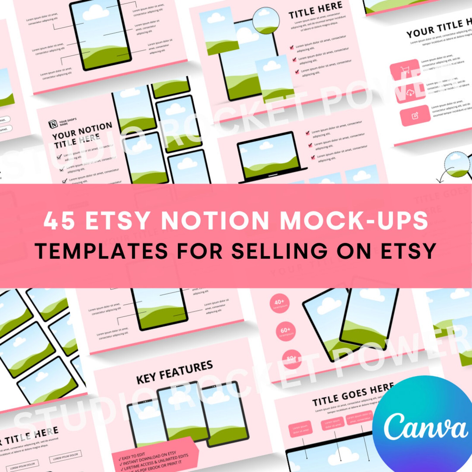 45 Notion Dashboard Mockup Templates Bundle | Editable Canva Templates ...