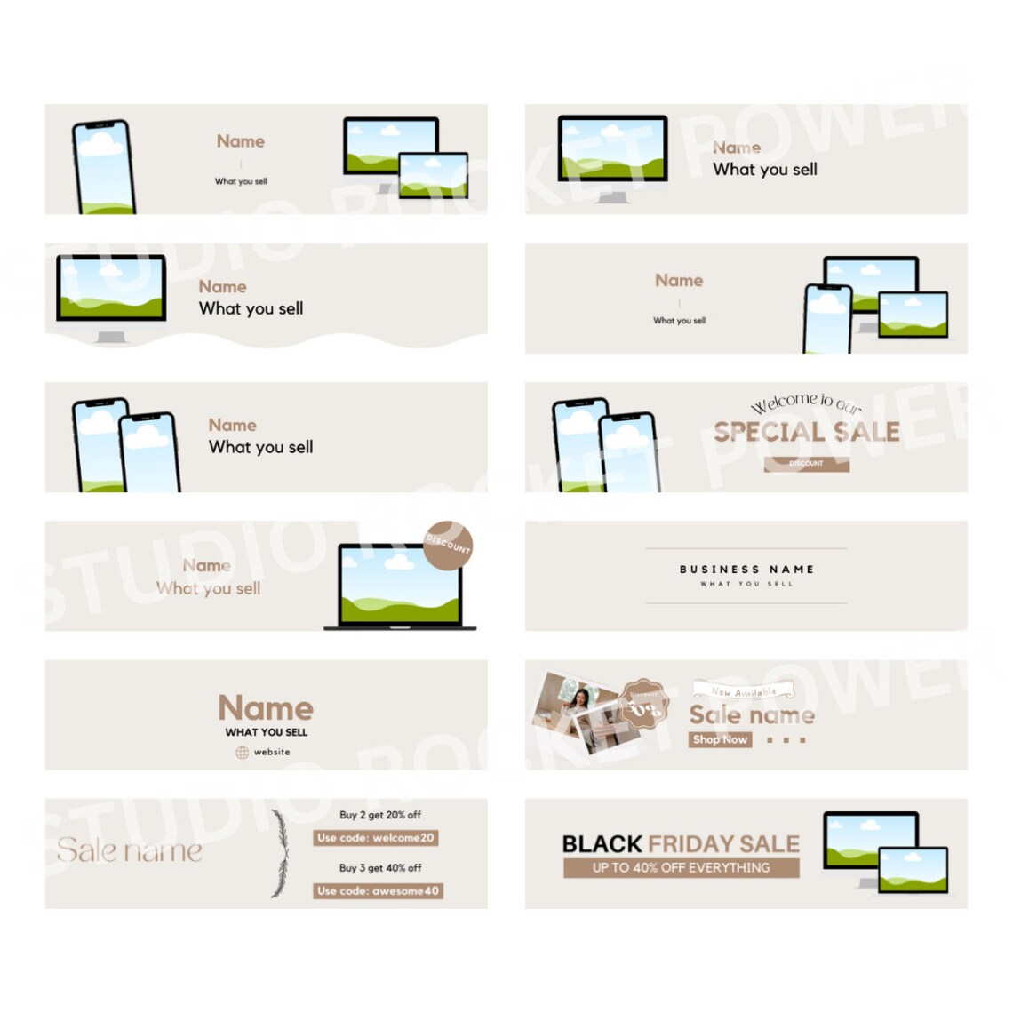 30 Neutral Etsy Shop Banner Templates | Beige Editable Canva Banner ...