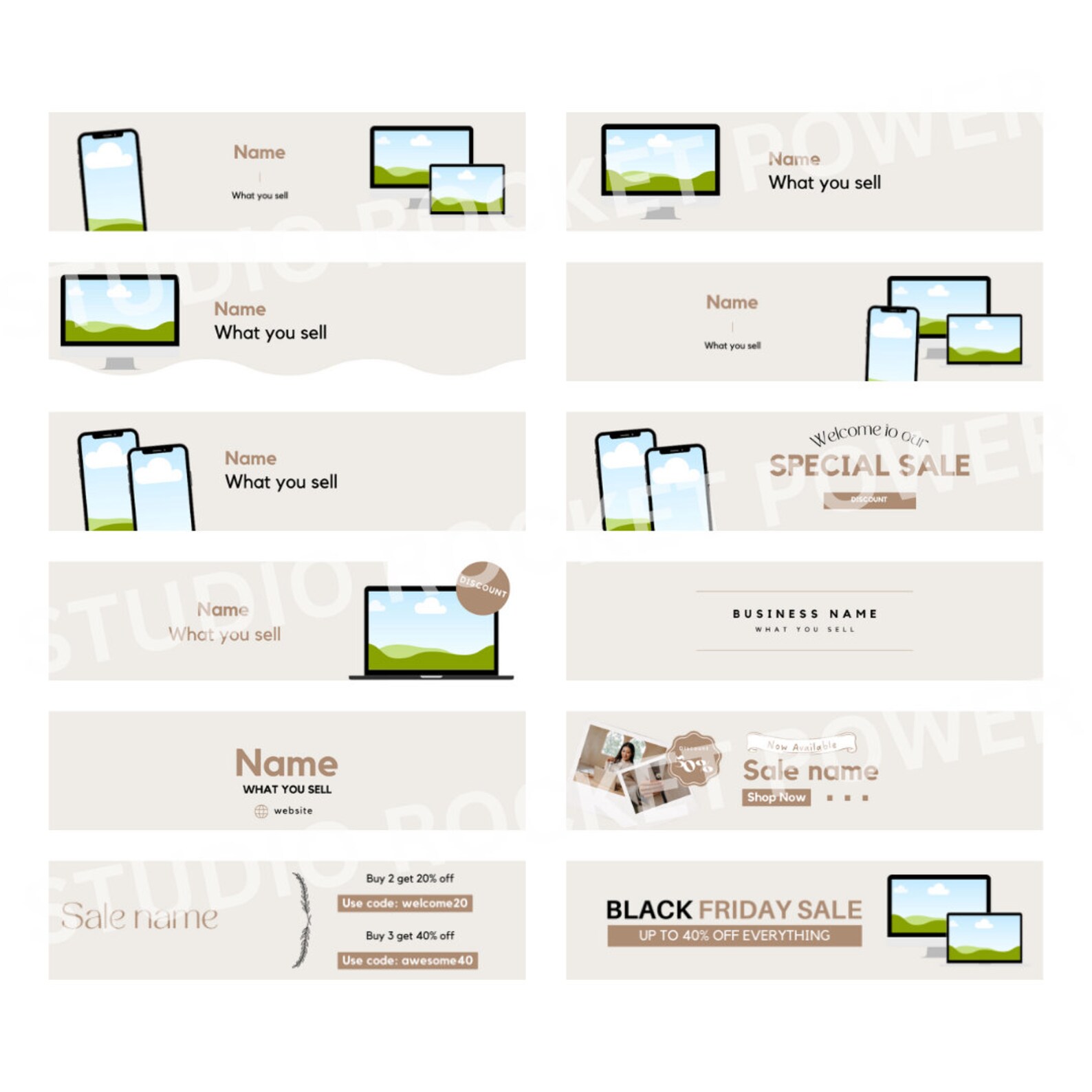 30 Neutral Etsy Shop Banner Templates | Beige Editable Canva Banner ...