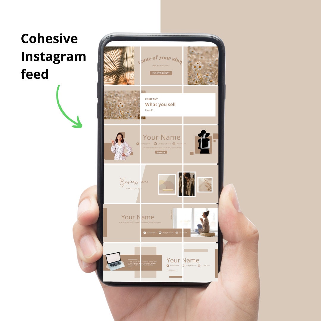 25 Beige Instagram Pinned Posts Banner Template | Instagram Puzzle ...