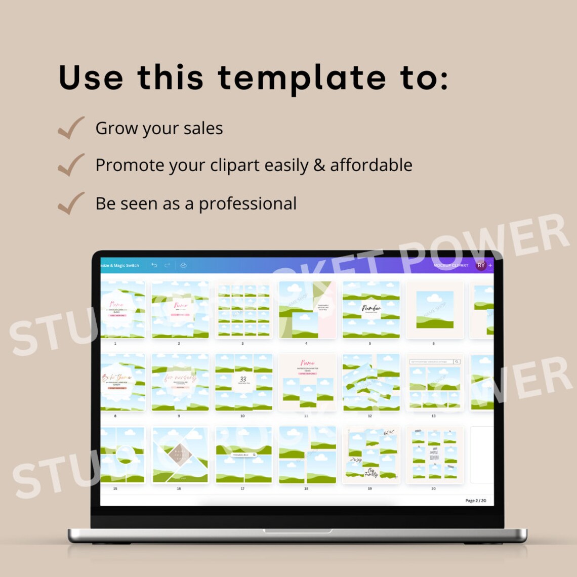 20 Clipart Mockup Templates | Canva Templates to Sell Your Digital ...