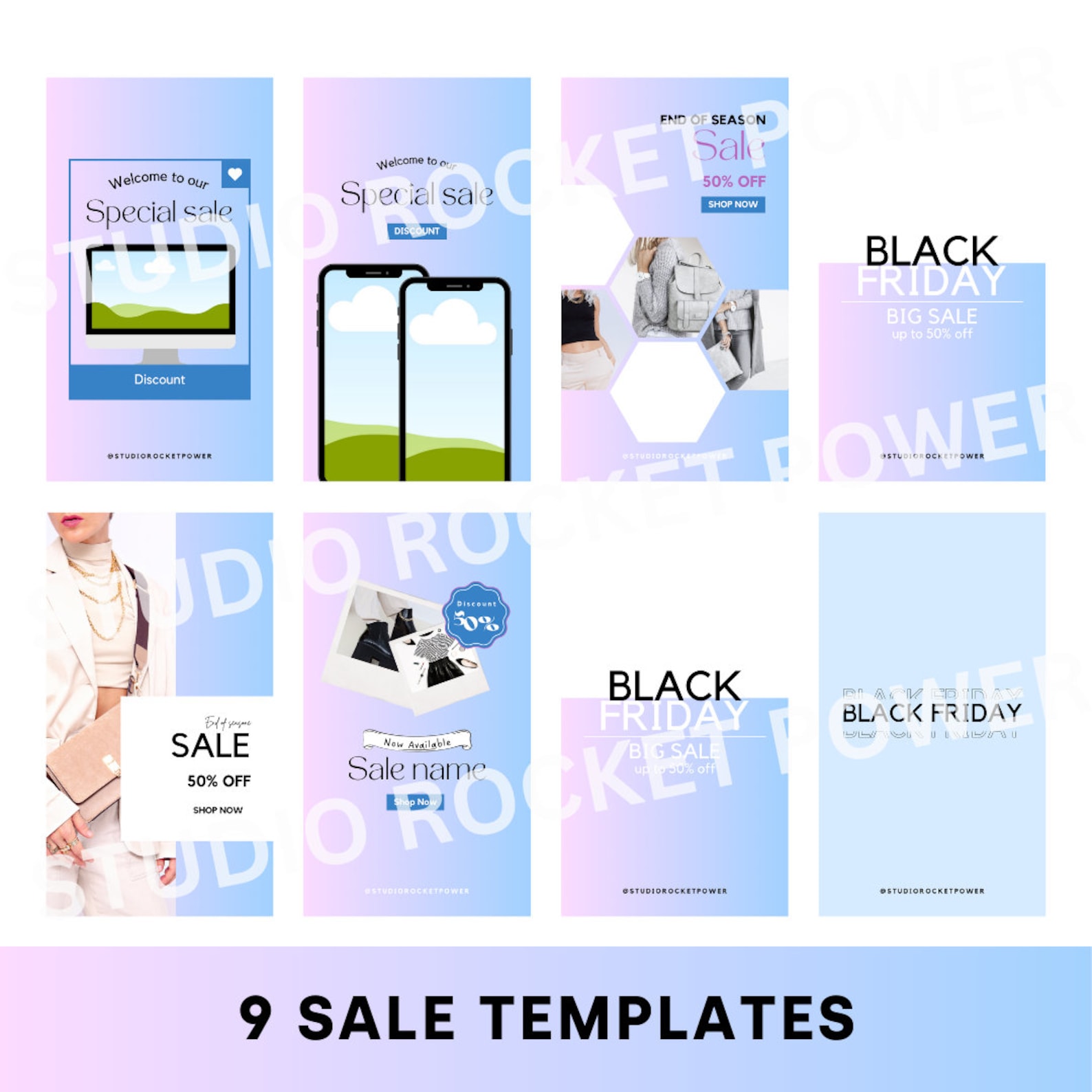 50 Instagram Story Canva Templates Pink Blue Gradient | Create ...