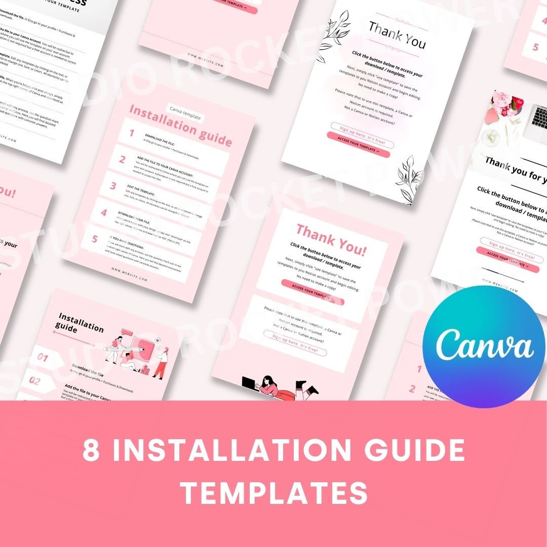 8 Installation Guide Templates | Pink Editable Canva Template ...