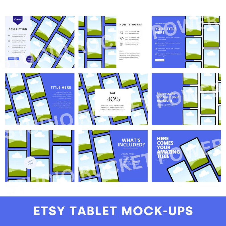 40 Blue Tablet Mock-up Templates to Sell on Etsy | Canva Templates ...