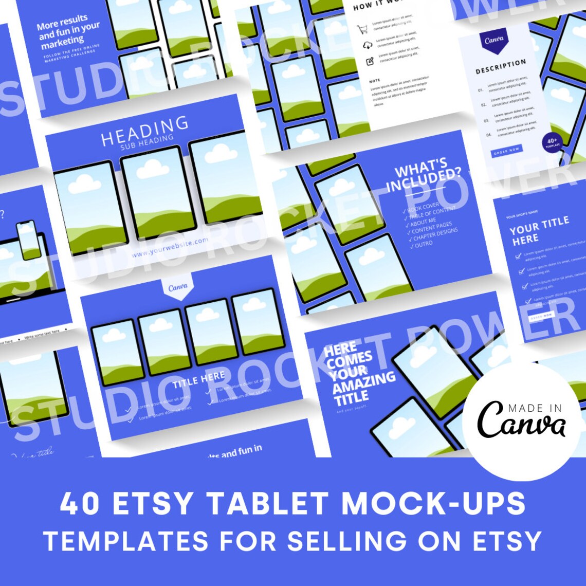 40 Blue Tablet Mock-up Templates to Sell on Etsy | Canva Templates ...