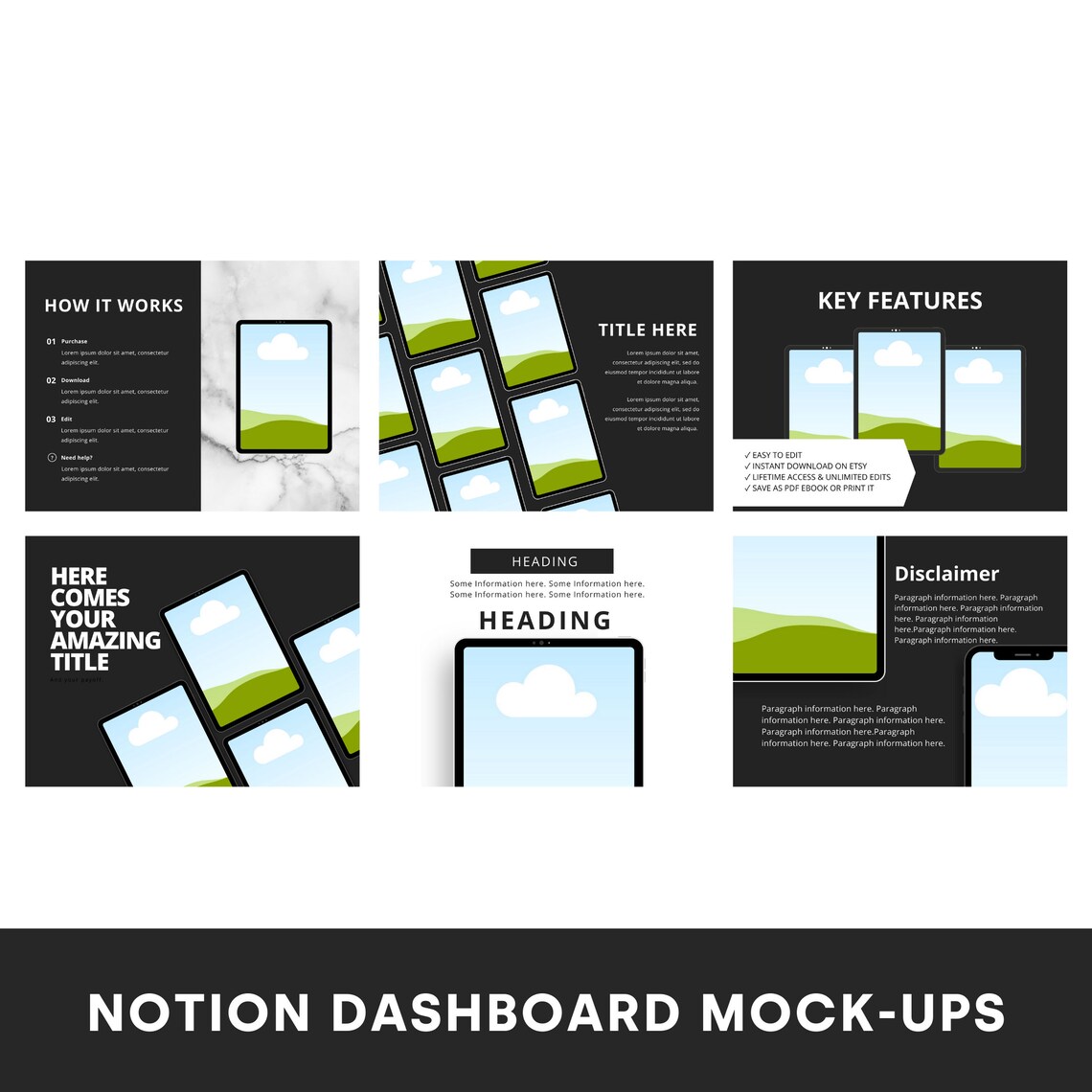 15 Notion Dashboard Mockup Templates | Editable Canva Templates | Etsy ...
