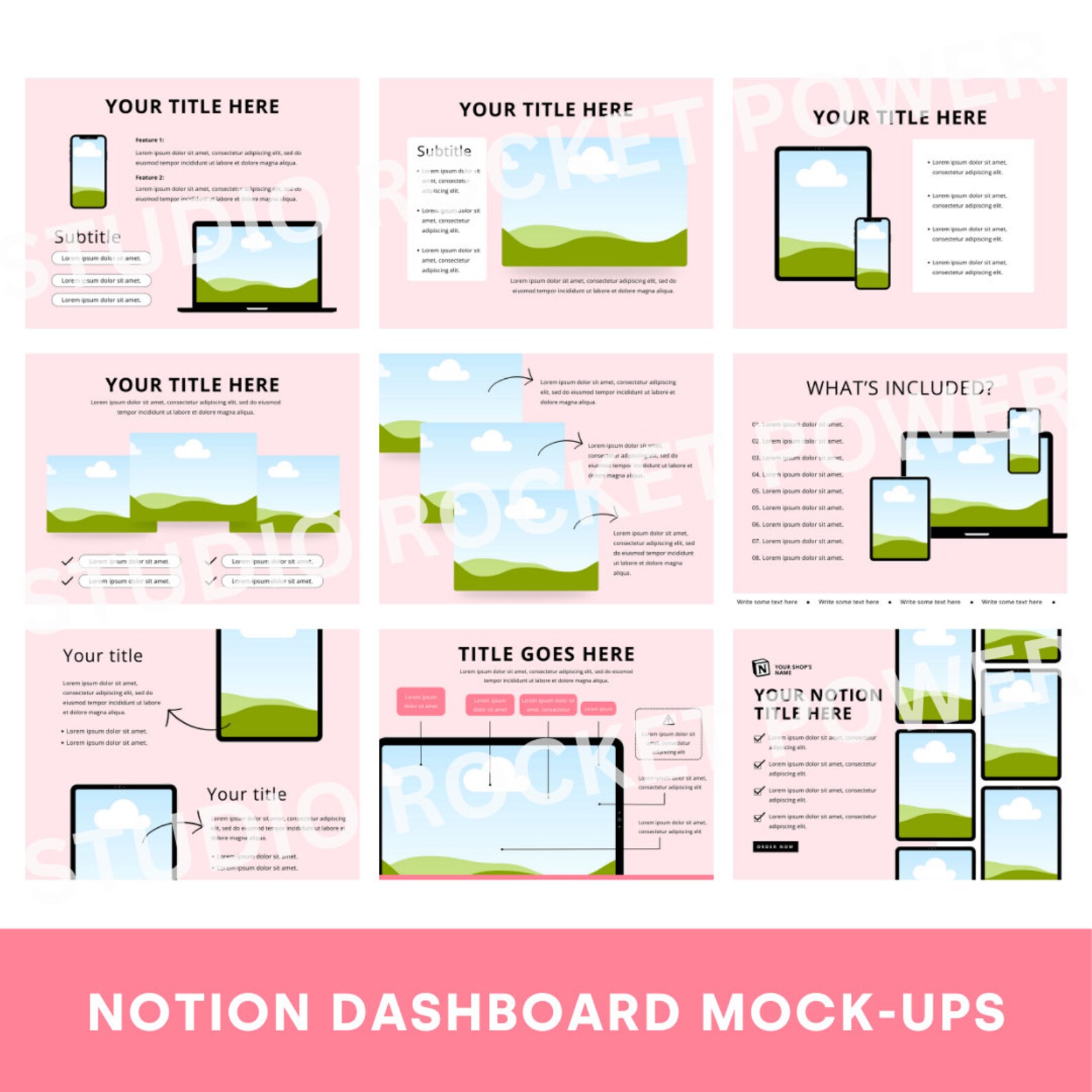 45 Notion Dashboard Mockup Templates Bundle | Editable Canva Templates ...