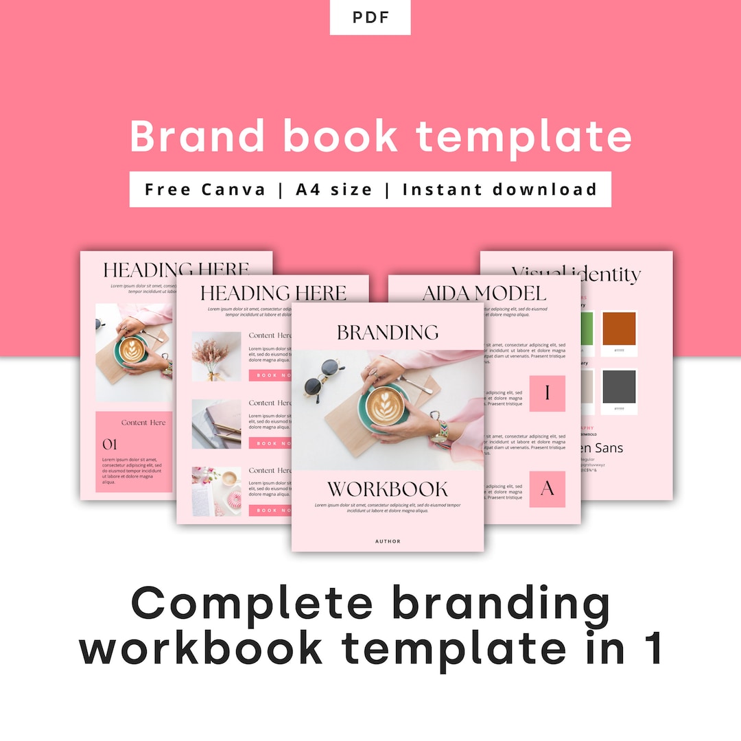 23 Pages Complete Brand Book | Branding Ebook / Workbook Template Canva ...