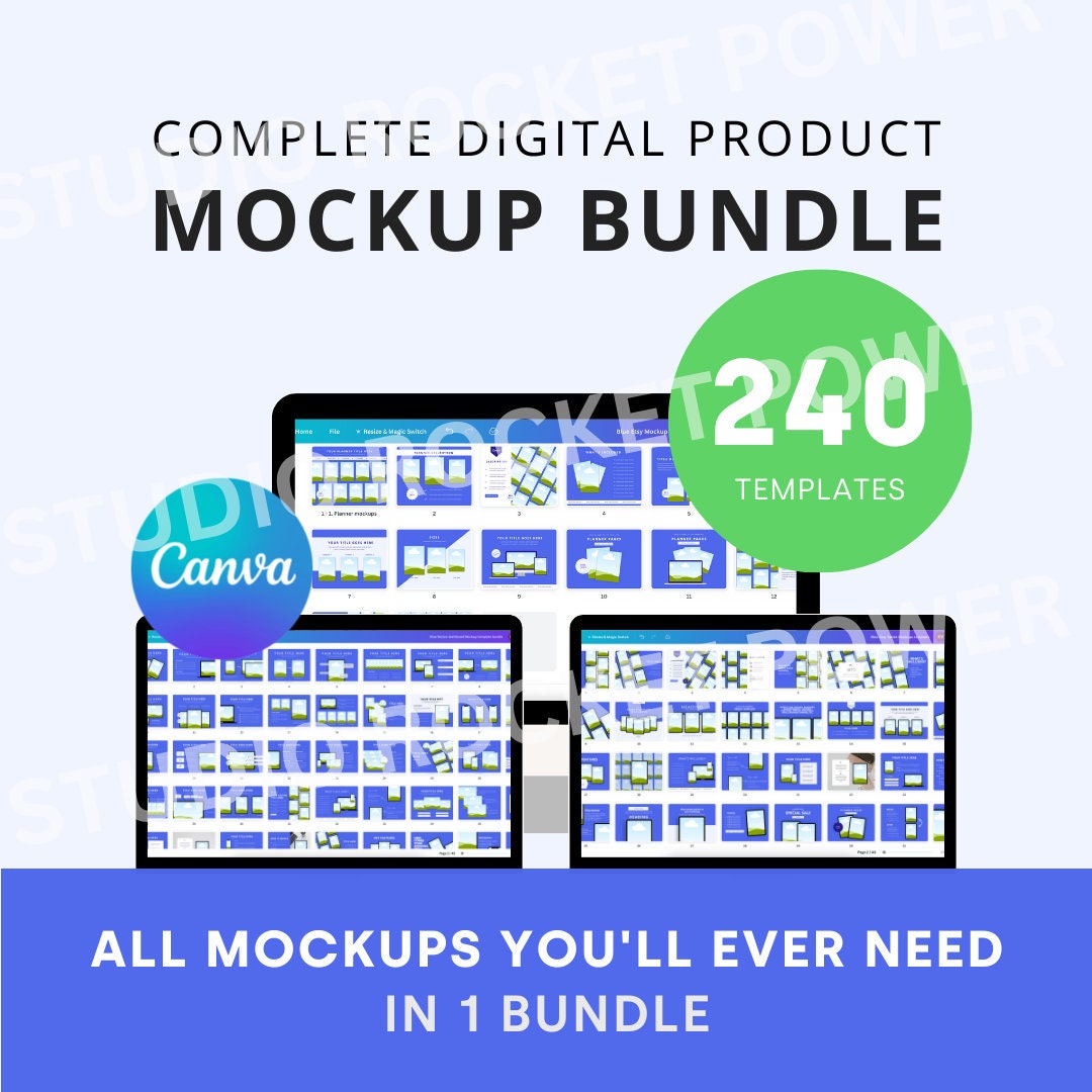 240+ Mockup Template Bundle to Sell on Etsy and Social Media Blue ...