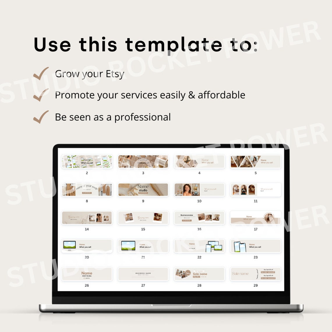 30 Neutral Etsy Shop Banner Templates | Beige Editable Canva Banner ...
