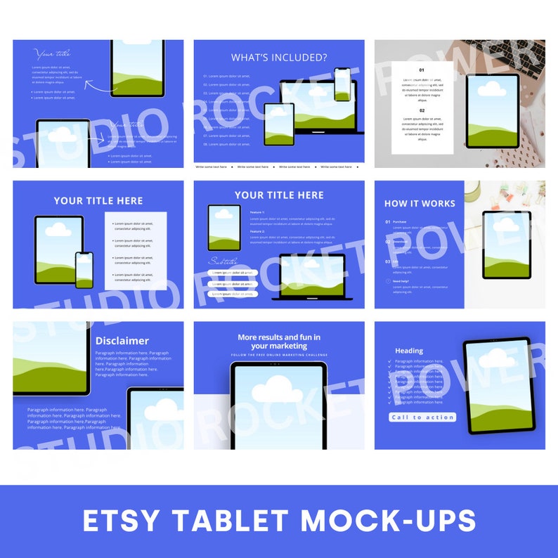 40 Blue Tablet Mock-up Templates to Sell on Etsy | Canva Templates ...