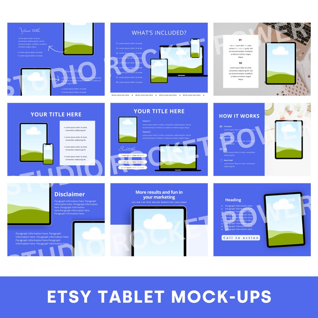 40 Blue Tablet Mock-up Templates to Sell on Etsy | Canva Templates ...