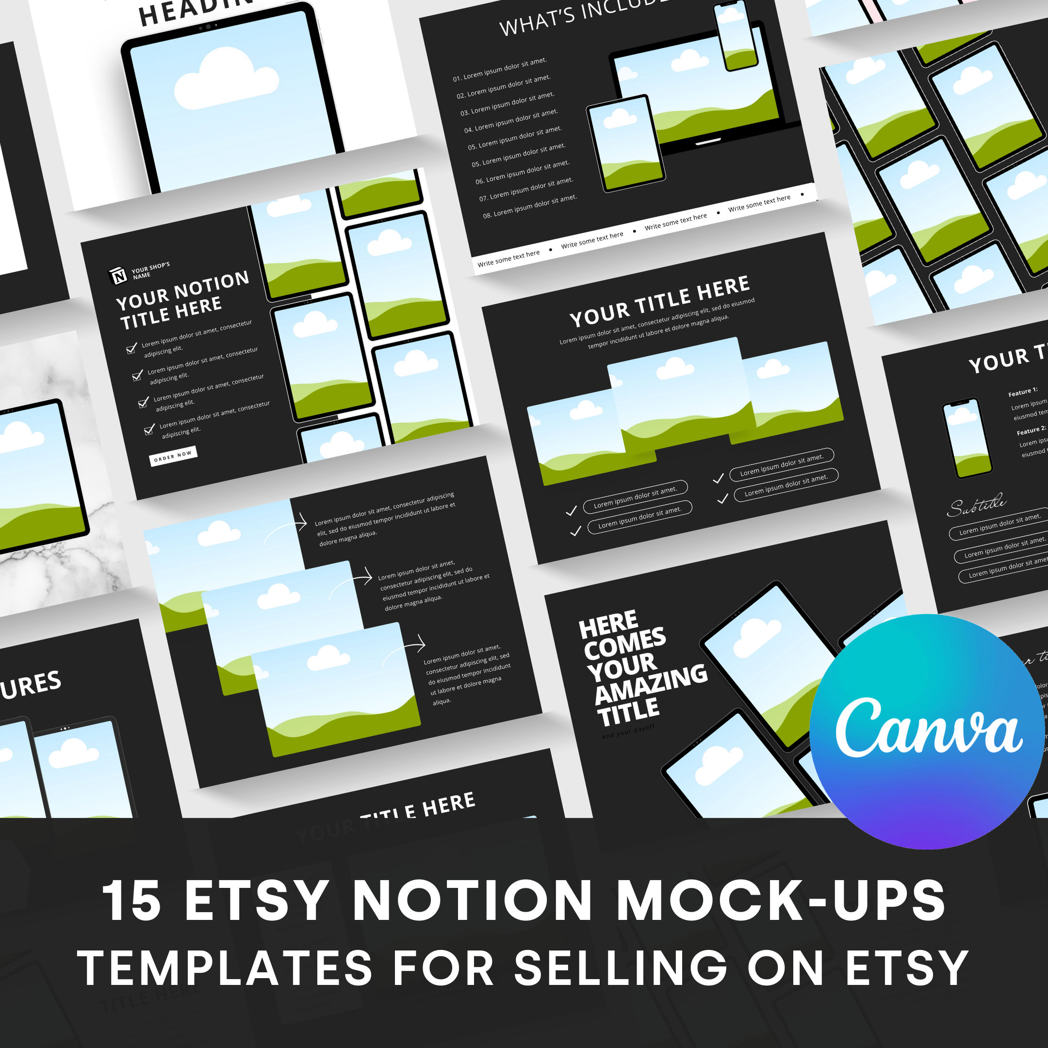 15 Notion Dashboard Mockup Templates | Editable Canva Templates | Etsy ...