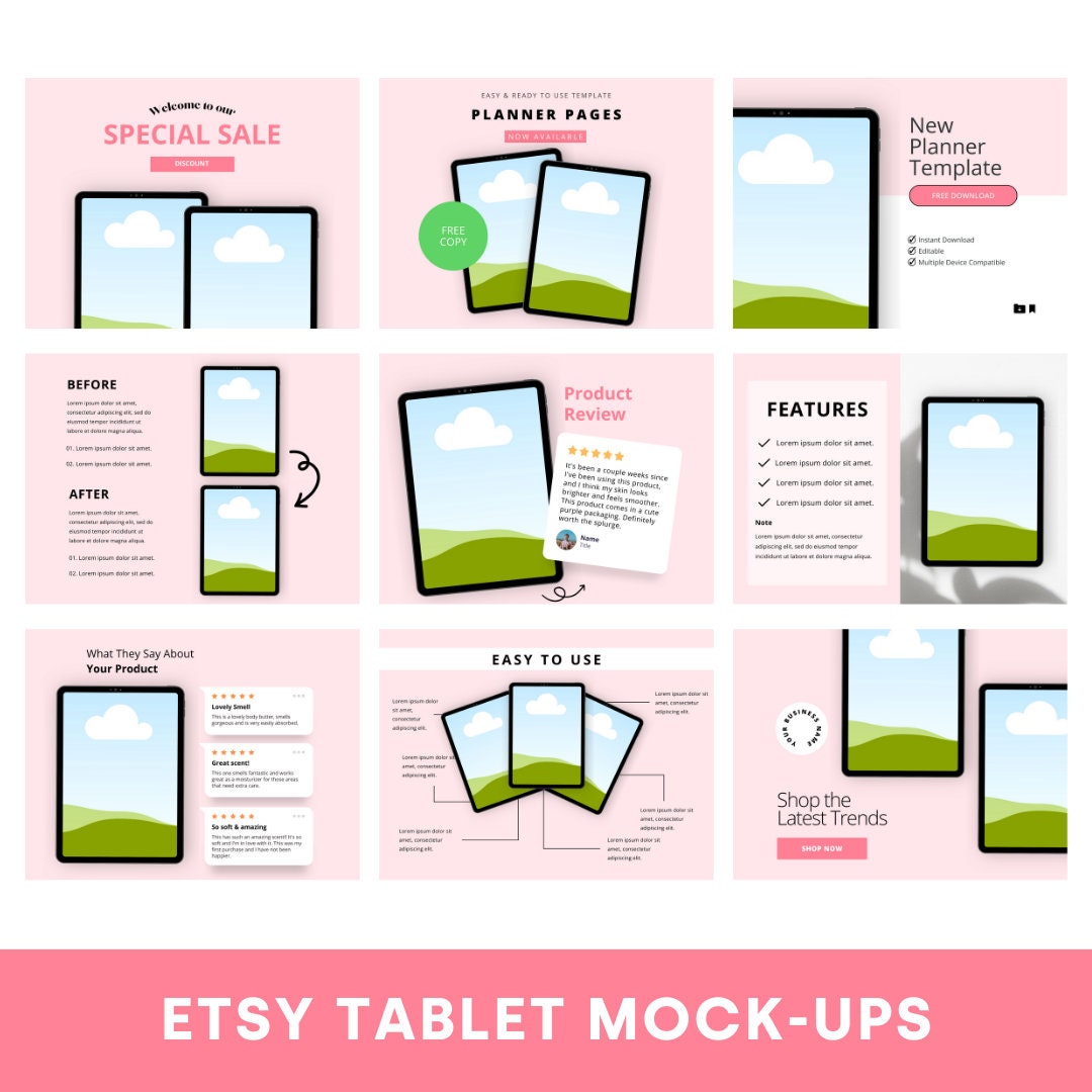 40 Tablet Mockup Templates | Editable Canva Templates | Etsy Listing ...